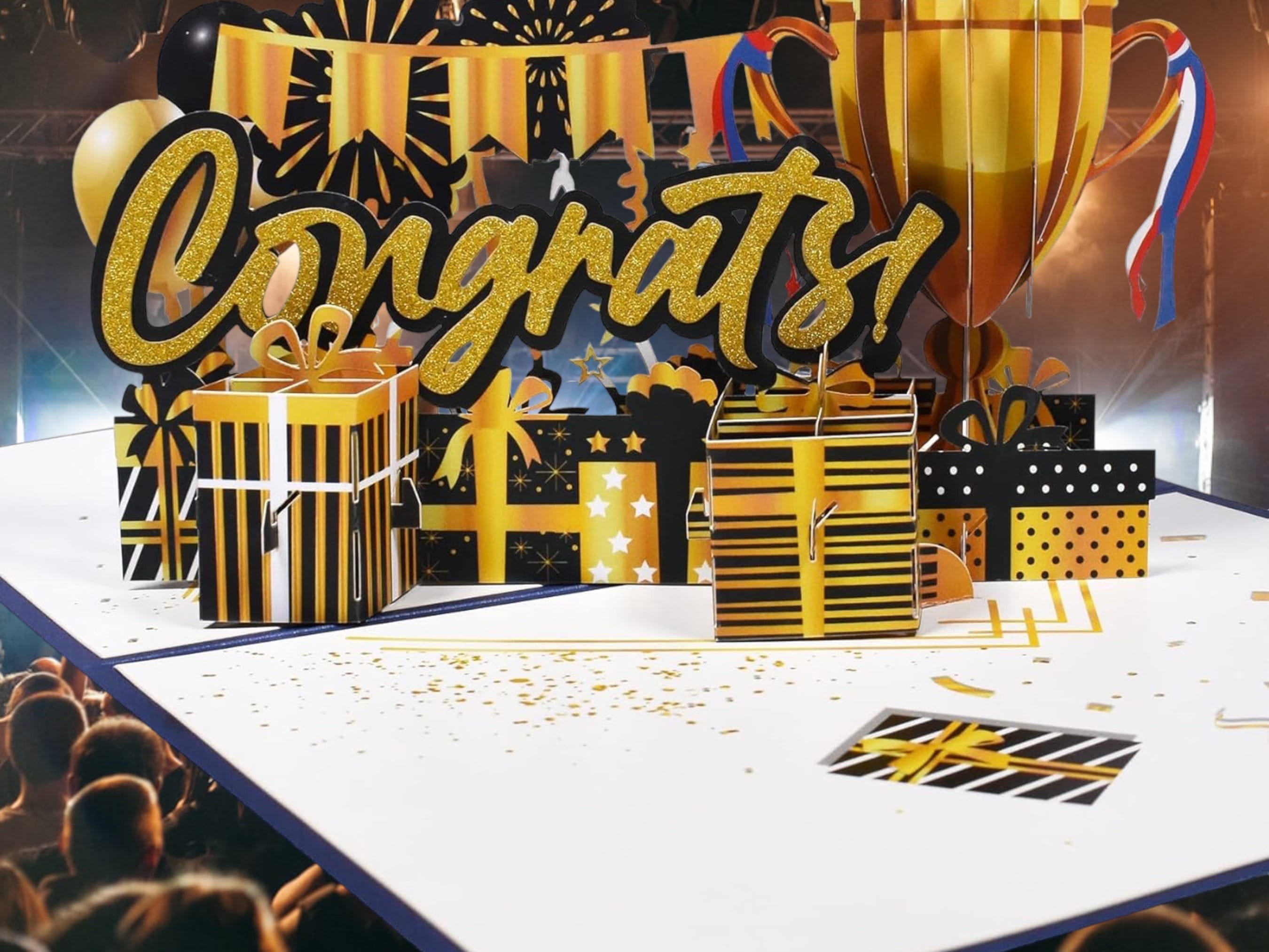 Congratulations Pop up Card: 3D Trophy, Ribbons & Gifts, Graduation - Etsy