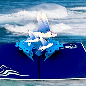FLYING FISH Pop up Card - Life of Pi Card - Hand Assembled Pop up Fish ...