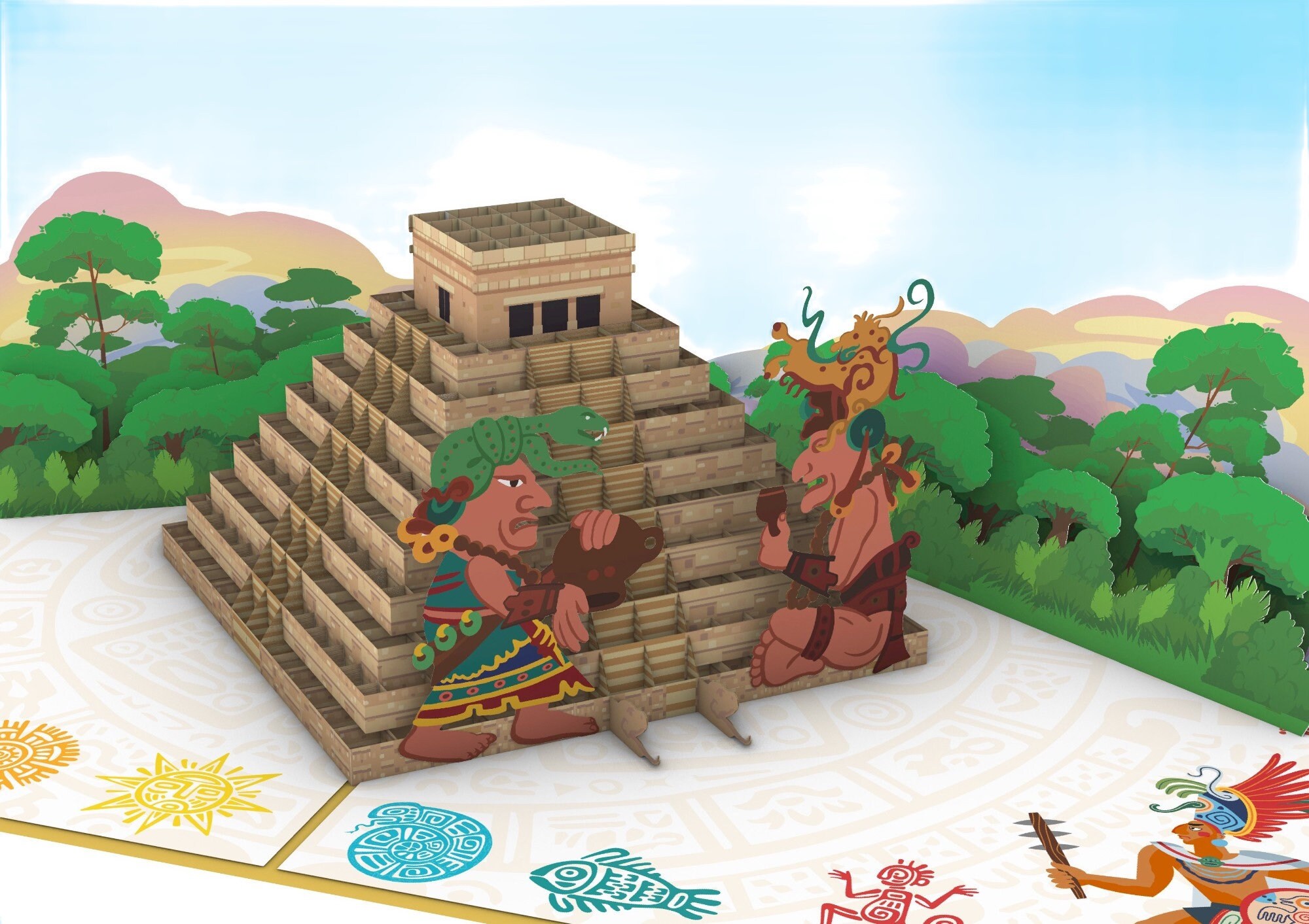 MAYAN GODS Popup Card - Mexican Pyramid Card - Chichén Itzá - Mexican ...