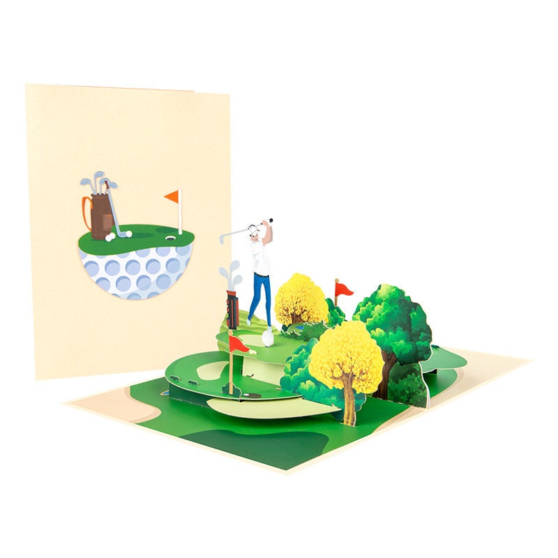 PLAY GOLF Pop up Card Best Golf Greeting Card Golf Birthday Card 3D ...