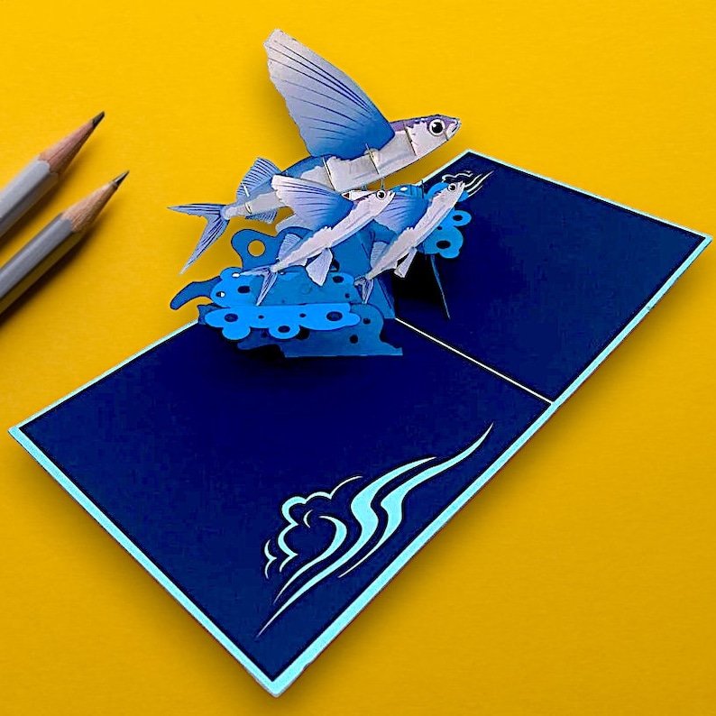 FLYING FISH Pop up Card - Life of Pi Card - Hand Assembled Pop up Fish ...