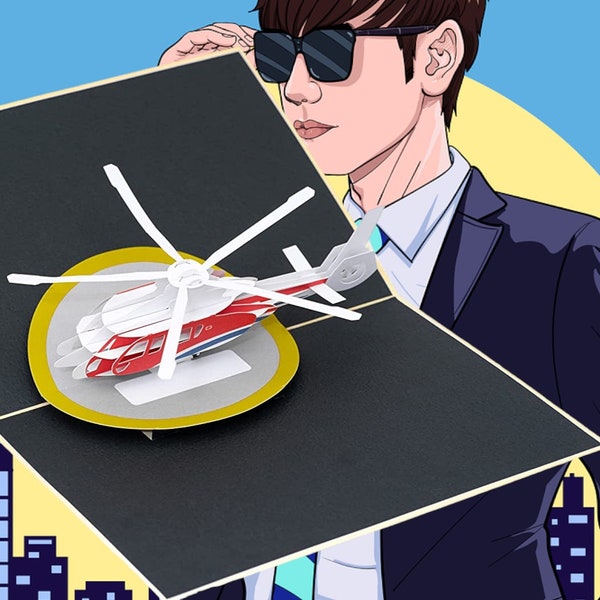 3d Helicopter Card - Etsy