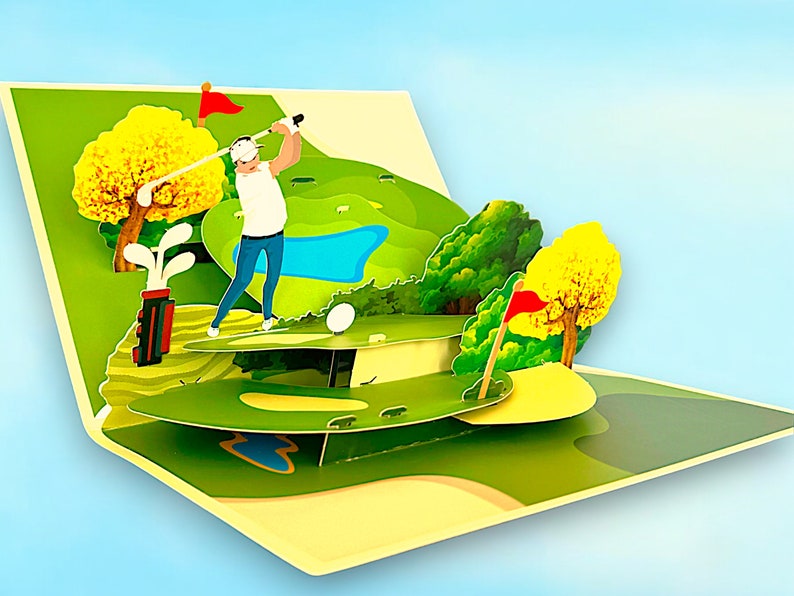 Golf Pop up Card: 3D Golfer Birthday Card - Etsy