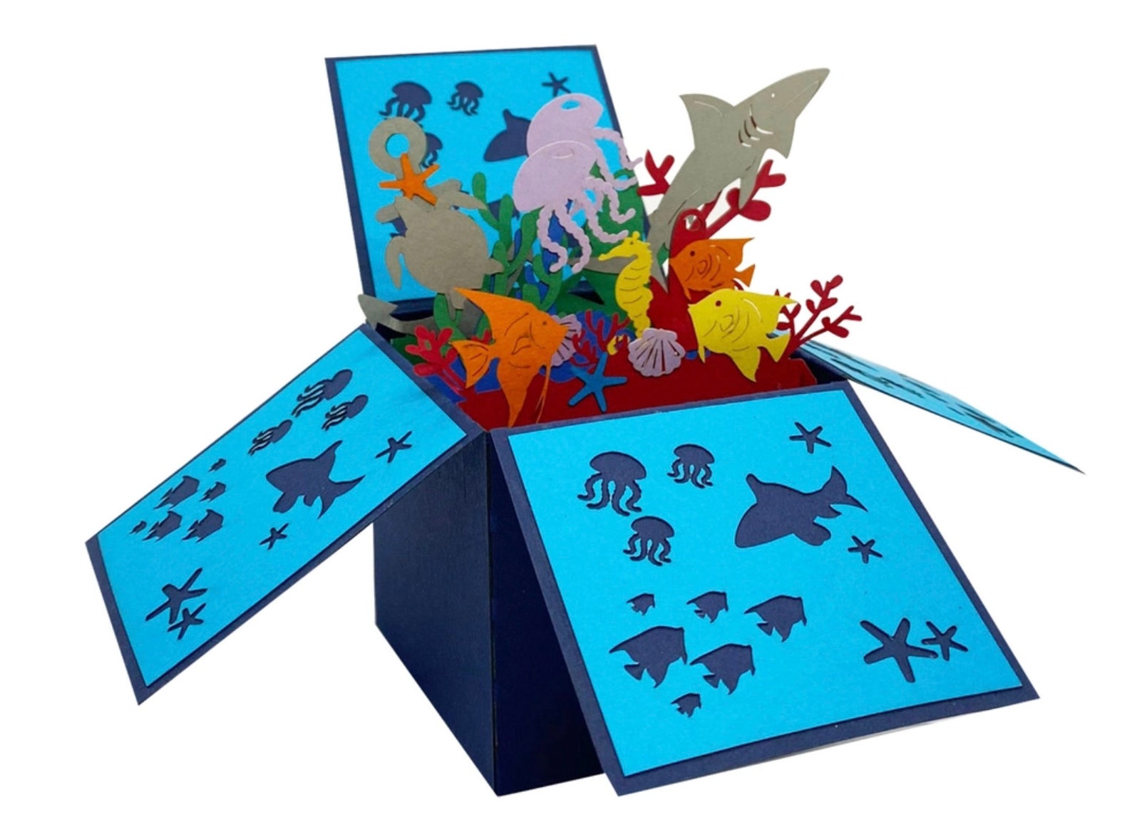 OCEAN Pop up Card - Scuba Diver Card - Shark 3d Card - Fish Pop up Card ...