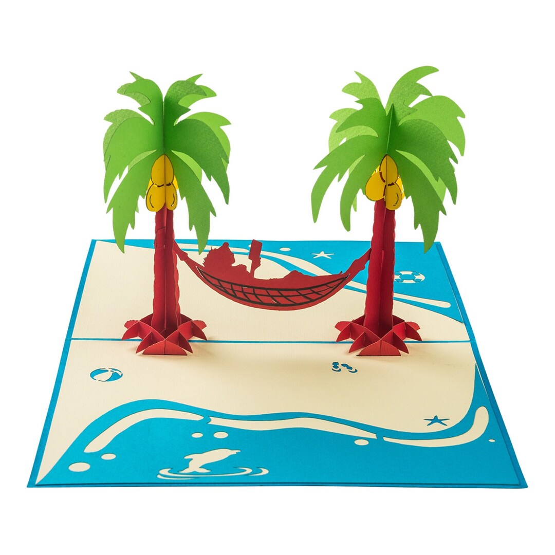 Chillax Beach Hammock 3D Pop-up Card – Tropical Vacation Gift for ...