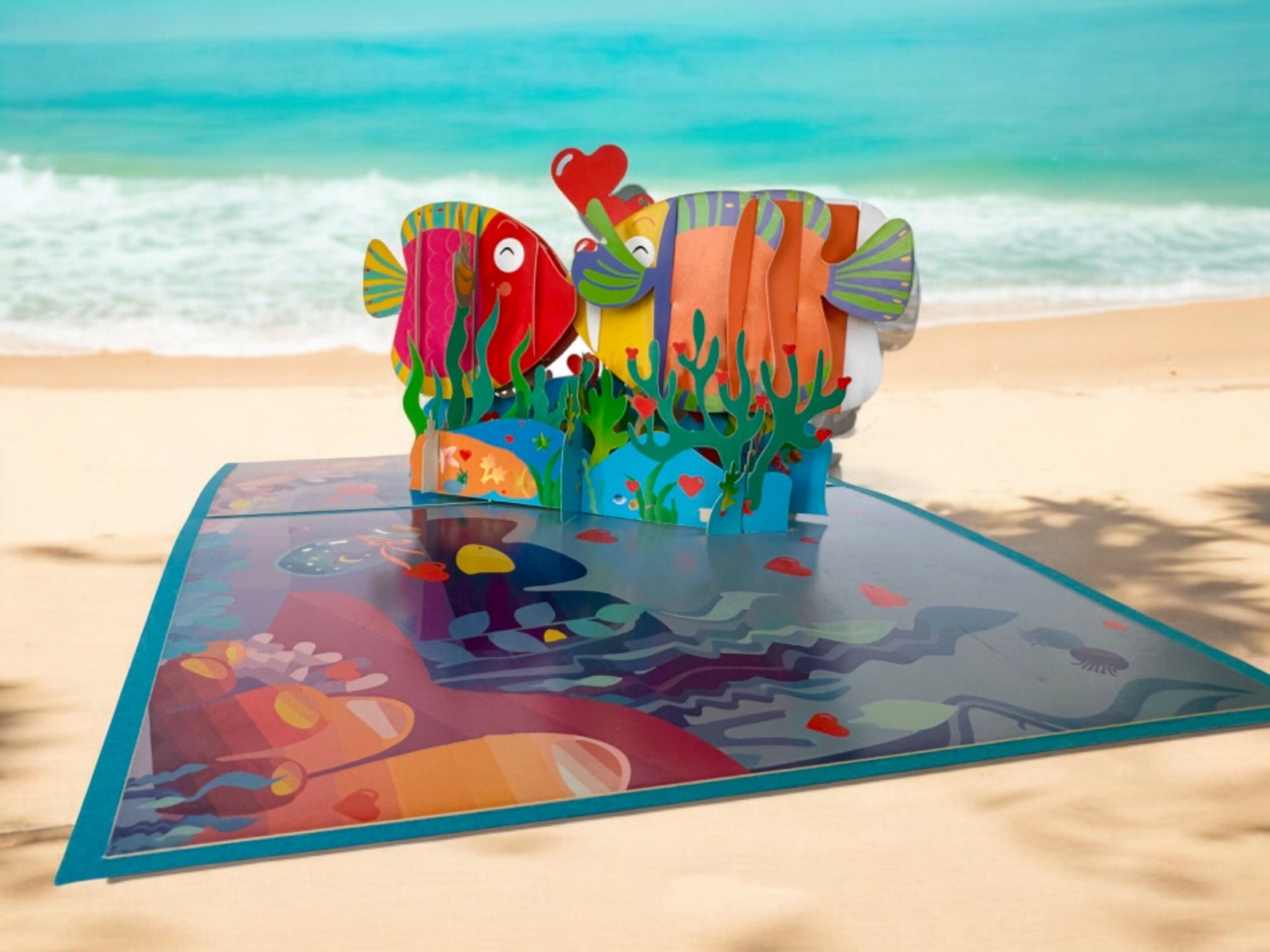 Kissing Fish Pop-up Card: 3D Tropical Ocean Love - Etsy