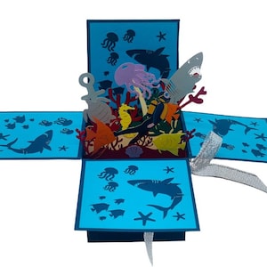 OCEAN Pop up Card - Scuba Diver Card - Shark 3d Card - Fish Pop up Card ...
