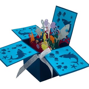 OCEAN Pop up Card - Scuba Diver Card - Shark 3d Card - Fish Pop up Card ...