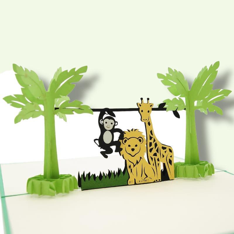 3D Monkey Jungle Pop-up Card: Safari Animal Birthday - Etsy