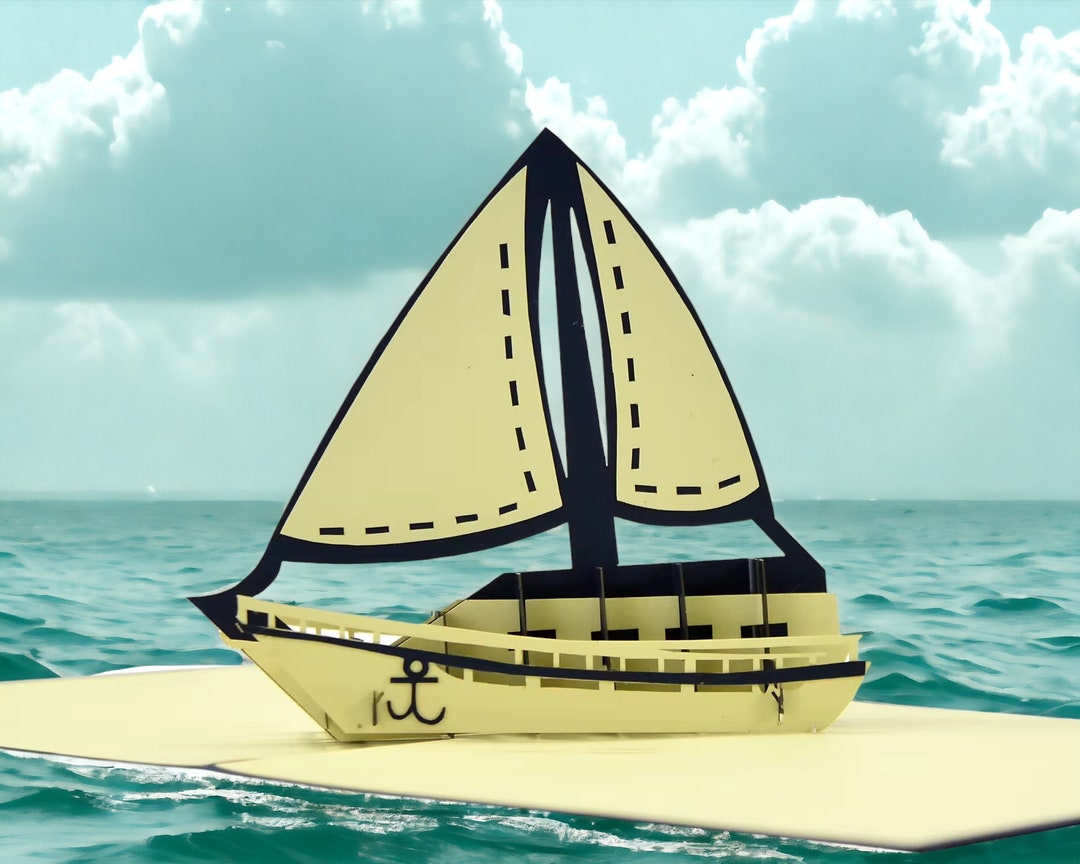 SAILBOAT Pop up Card - Boat Popup Card - Sailor Card - 3D Ocean Card ...