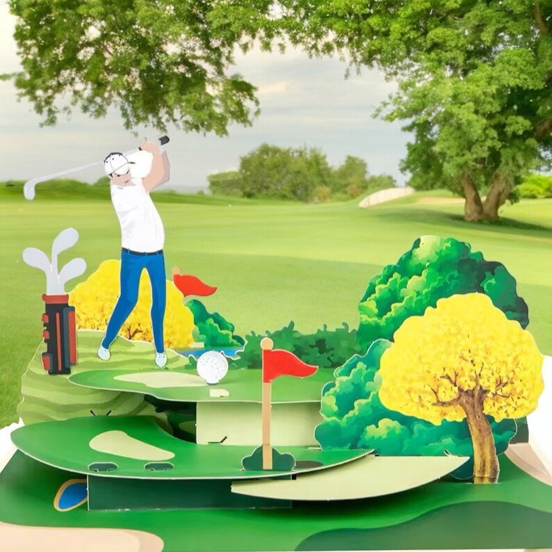 PLAY GOLF Pop up Card Best Golf Greeting Card Golf Birthday Card 3D ...
