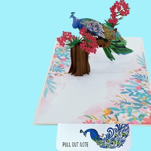 PEACOCK Pop up Card - 3D Floral Bird Card - PEACOCK Greeting Card ...