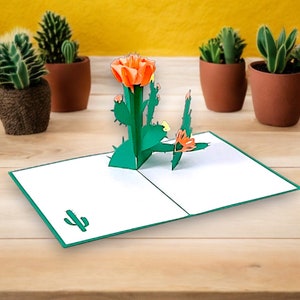 CACTUS FLOWERS Pop up Card - 3D Saguaro Cactus Card - Popup Cactus ...
