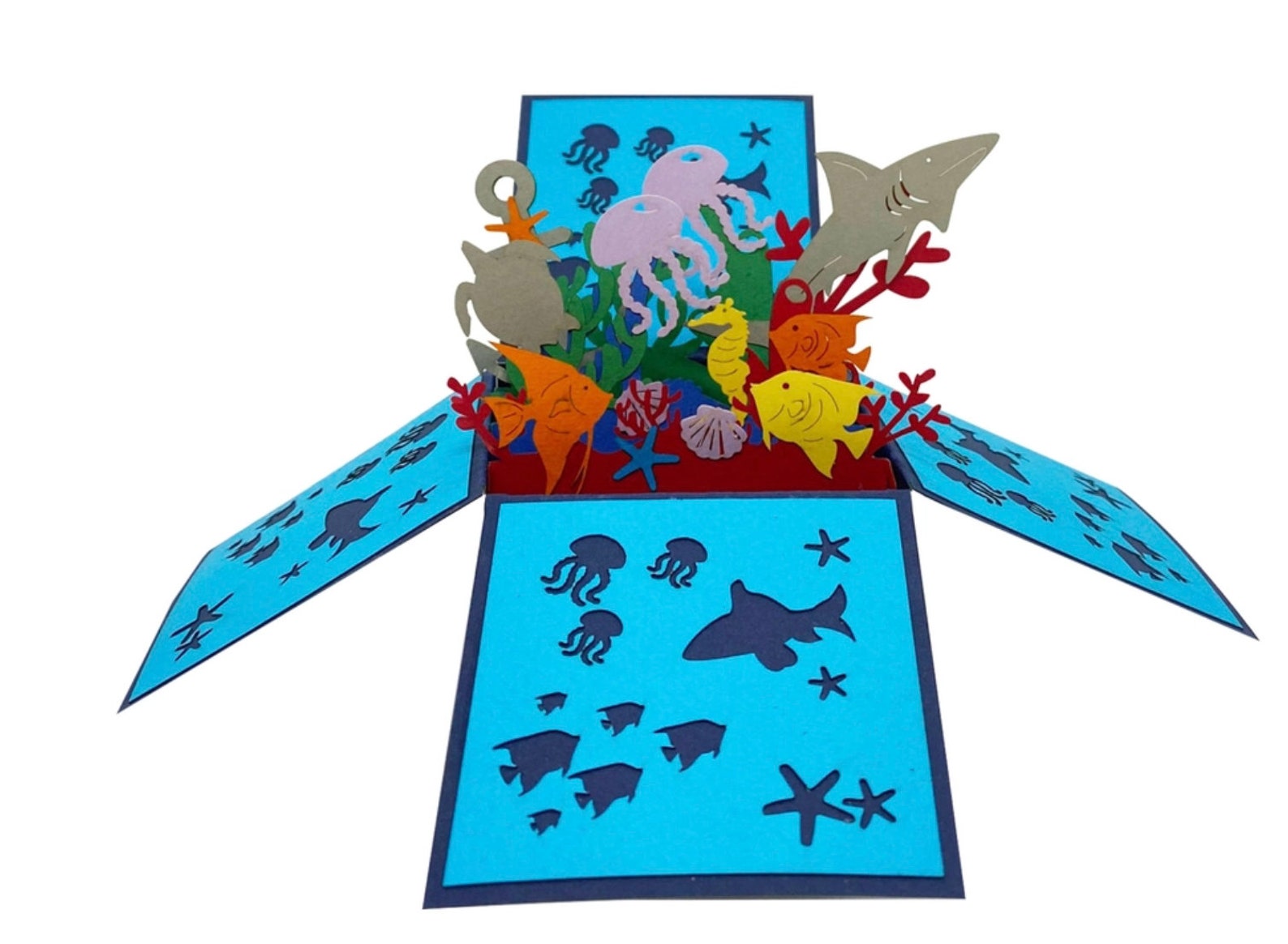 OCEAN Pop up Card - Scuba Diver Card - Shark 3d Card - Fish Pop up Card ...