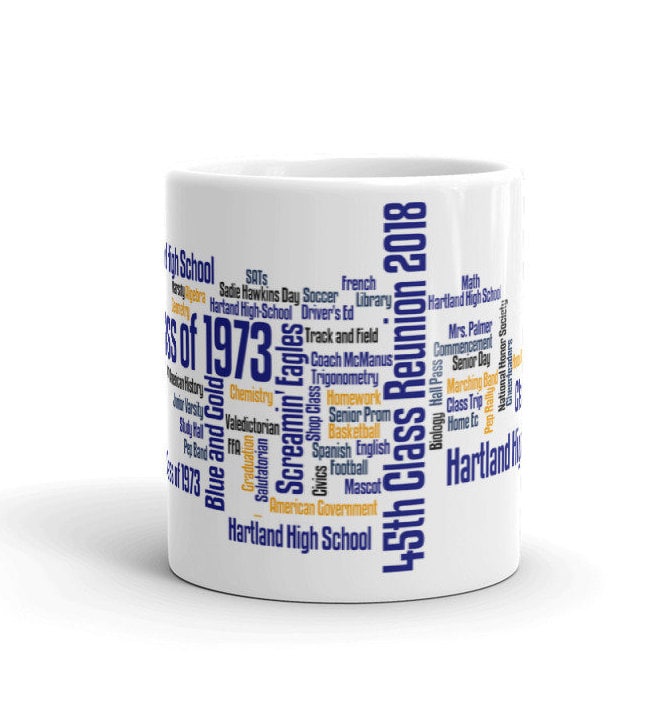 Custom Class Reunion Word Cloud 11 Oz. Ceramic Coffee Mug Perfect for ...