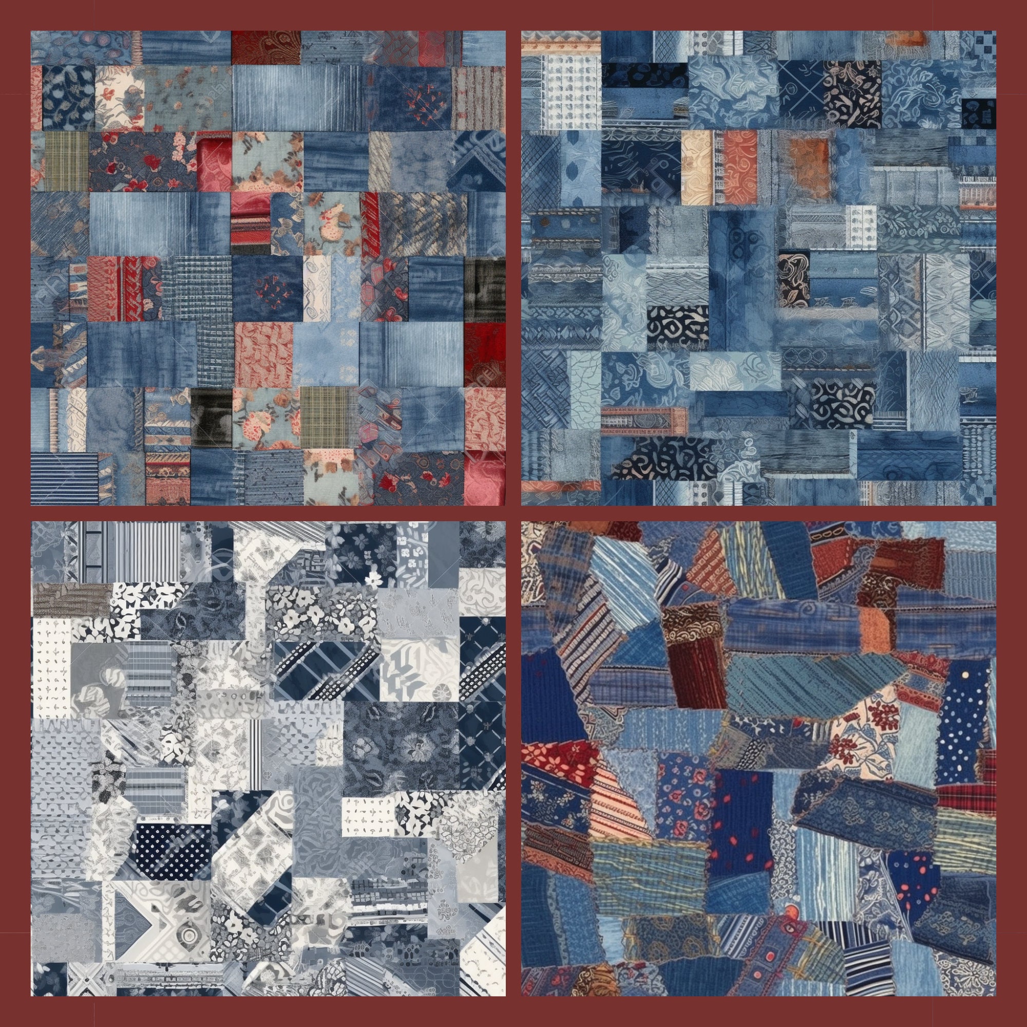 Patchwork Denim Digital Paper: Seamless Patterns for a Creative Touch ...
