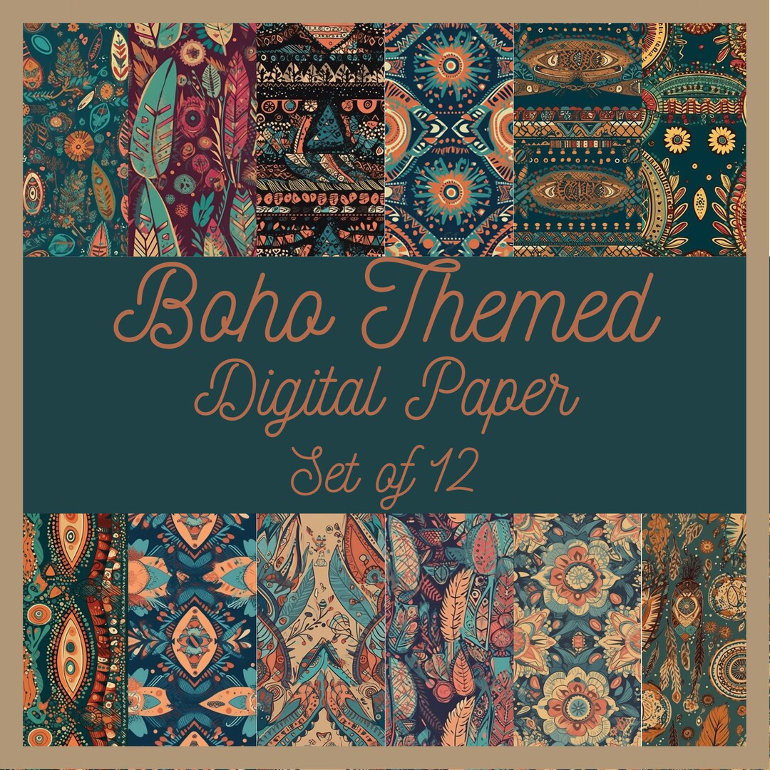 Set of 12 Boho Seamless Digital Paper for Creative Projects - Etsy