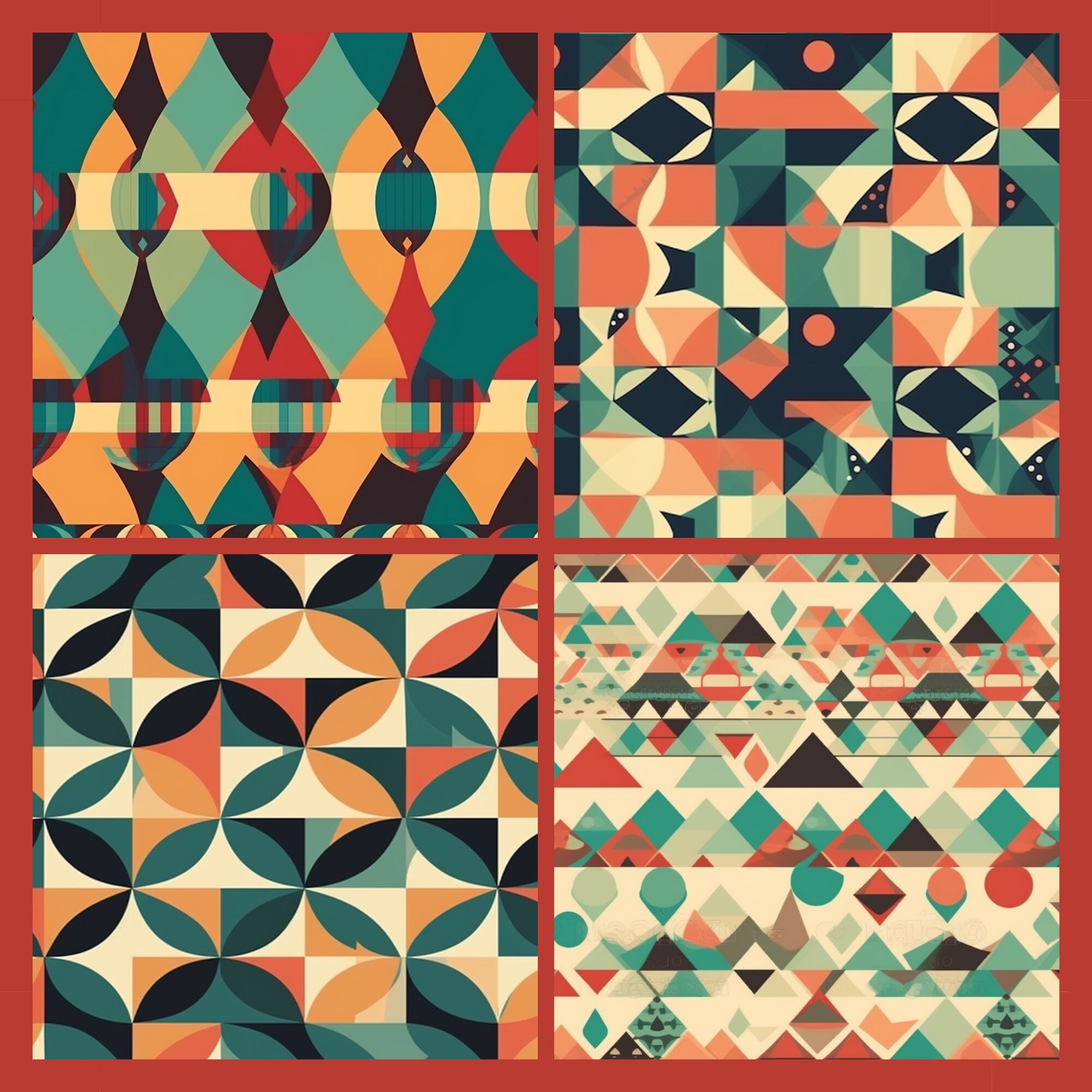 Set of 12 Retro Geometric Shape Seamless Pattern Digital Papers - Etsy