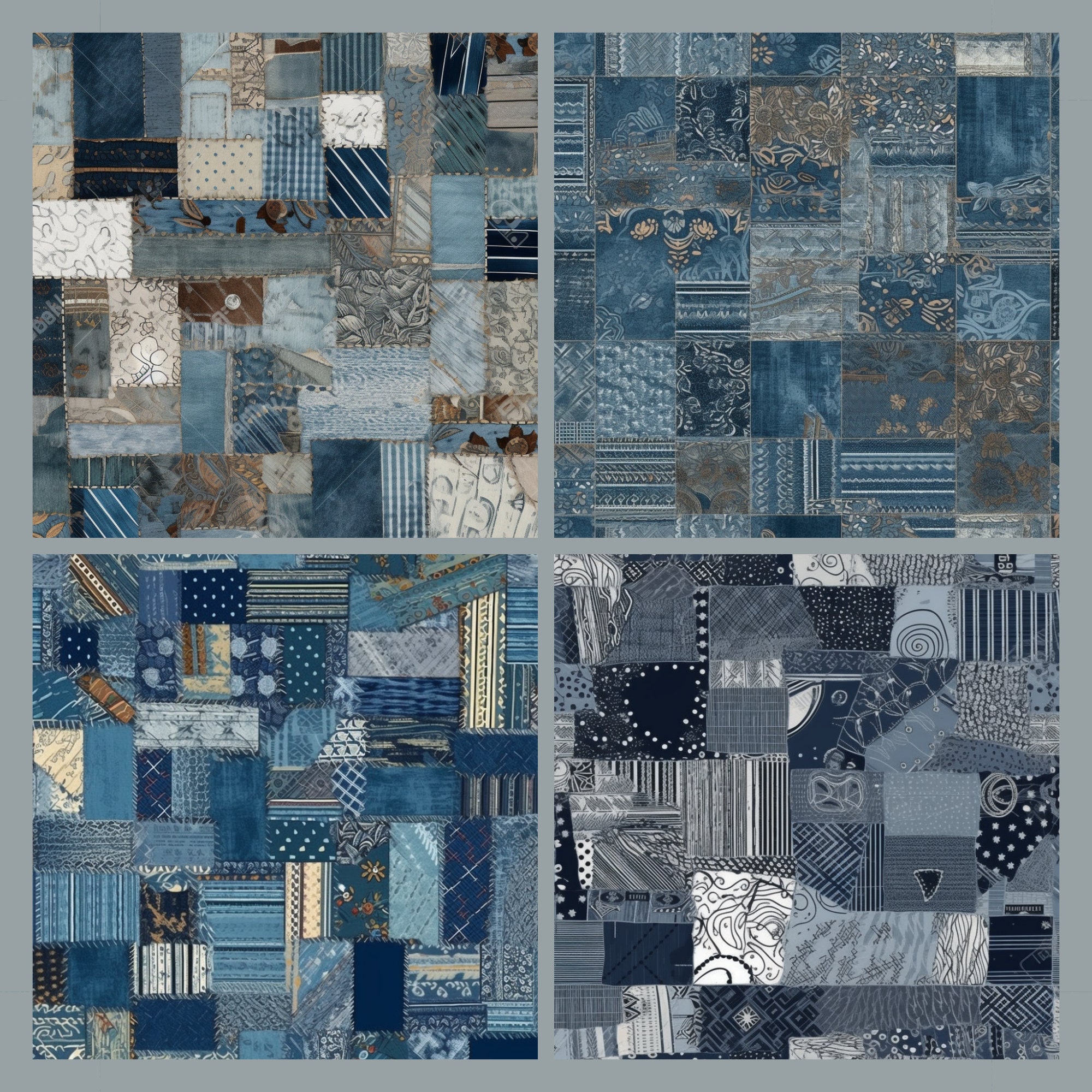 Patchwork Denim Digital Paper: Seamless Patterns for a Creative Touch ...