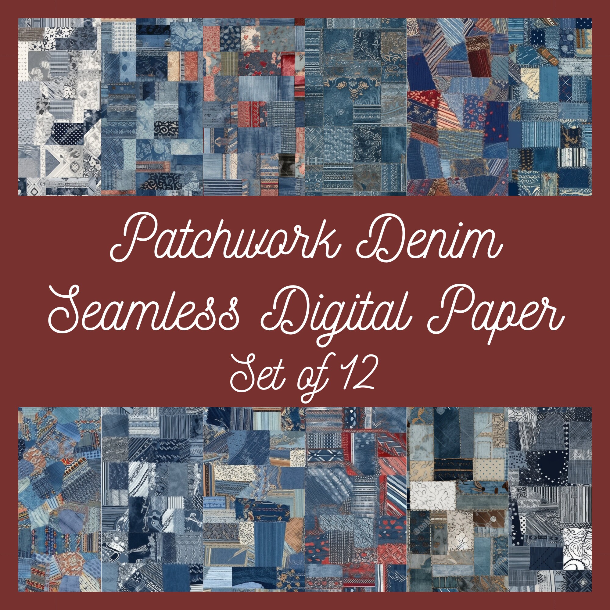 Patchwork Denim Digital Paper: Seamless Patterns for a Creative Touch ...