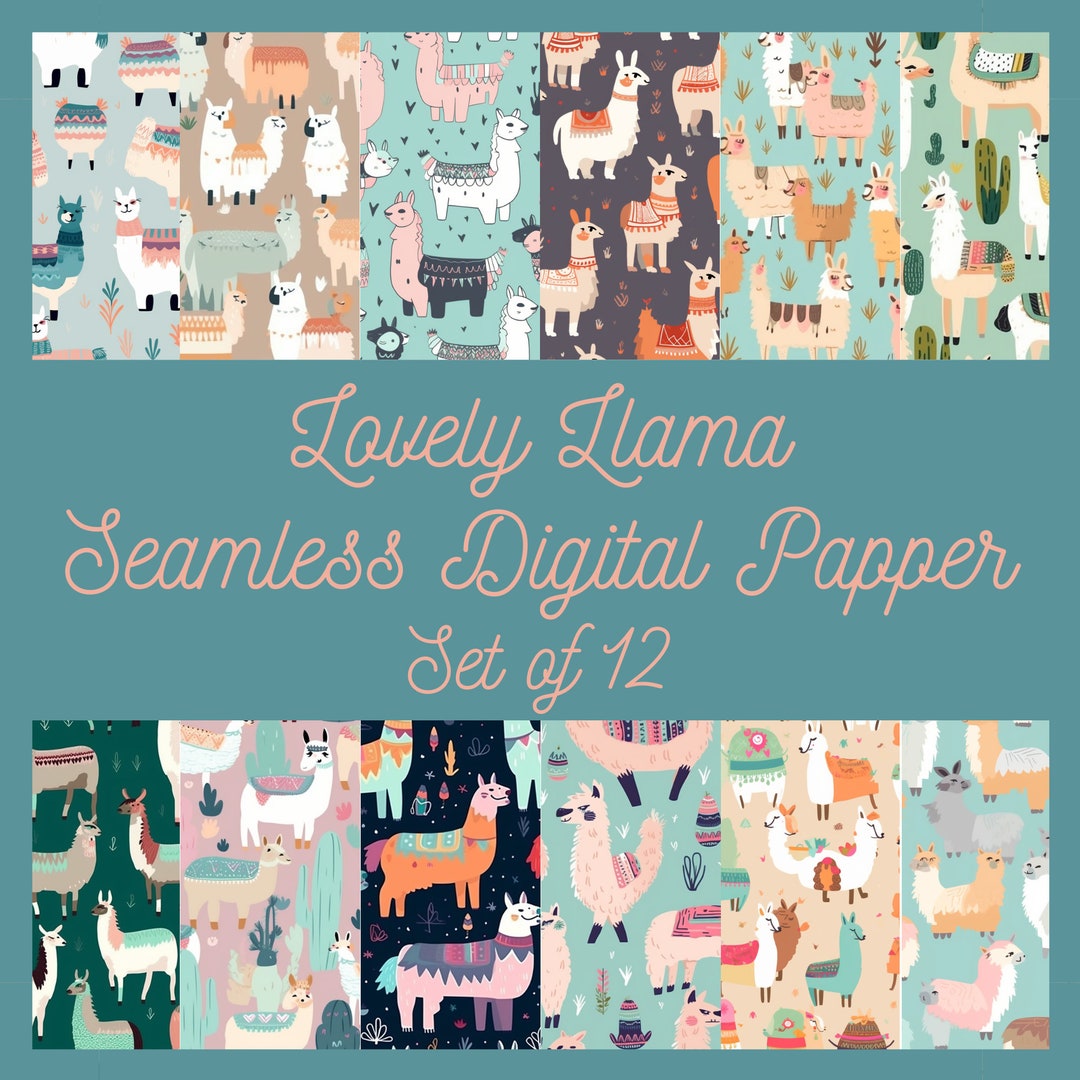 Lovely Llama Digital Paper: Seamless Patterns for Crafting and Design ...