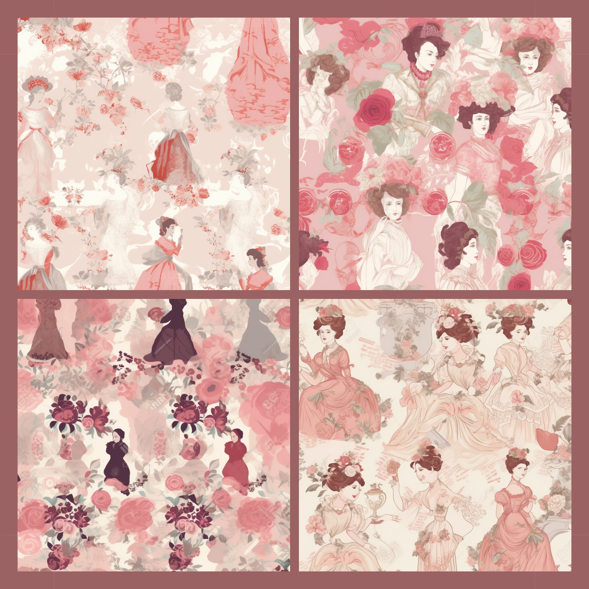Shabby Chic Victorian Ladies Digital Paper - Seamless Design - Etsy