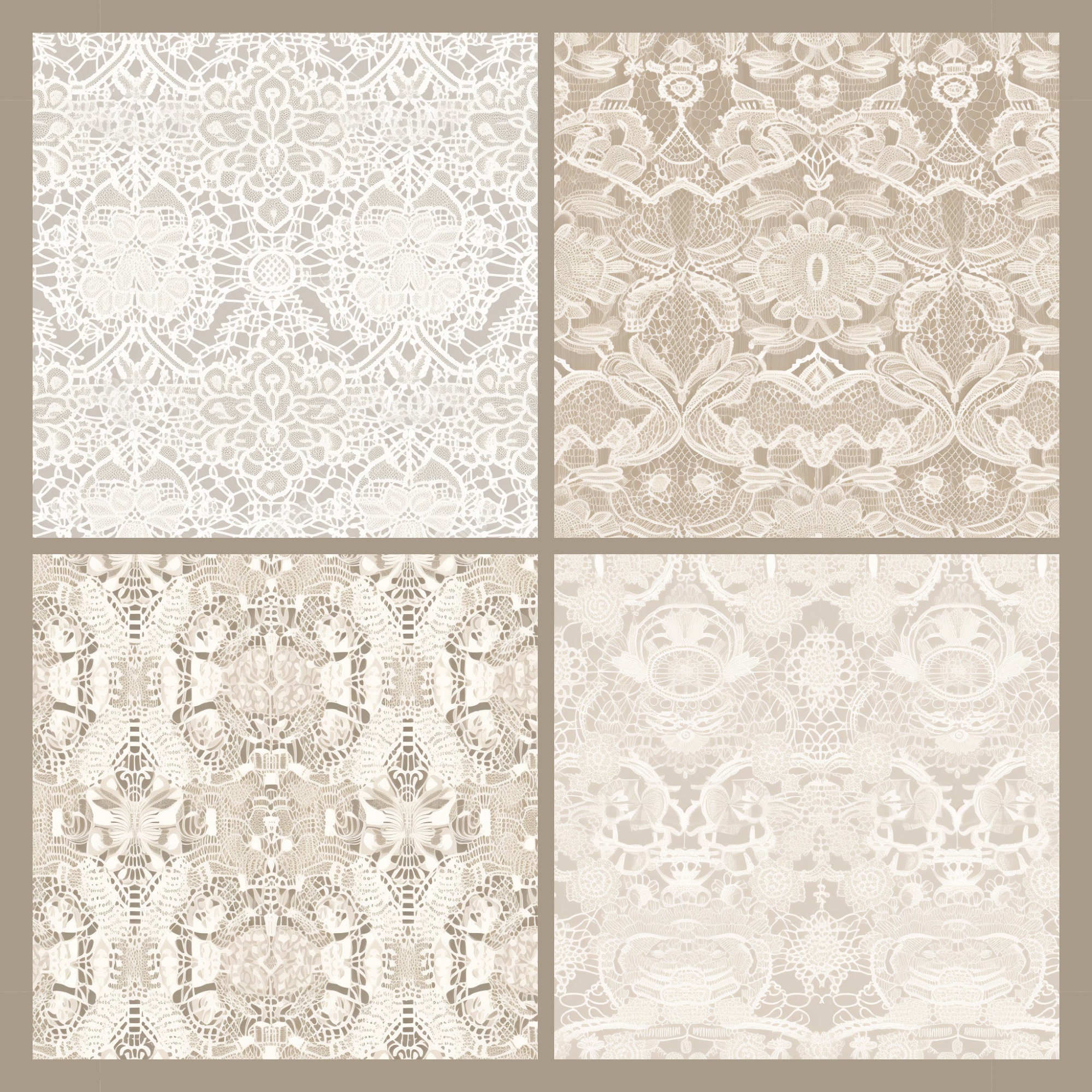 Antique Lace Digital Paper Set - 12 Seamless Patterns for Crafts and ...