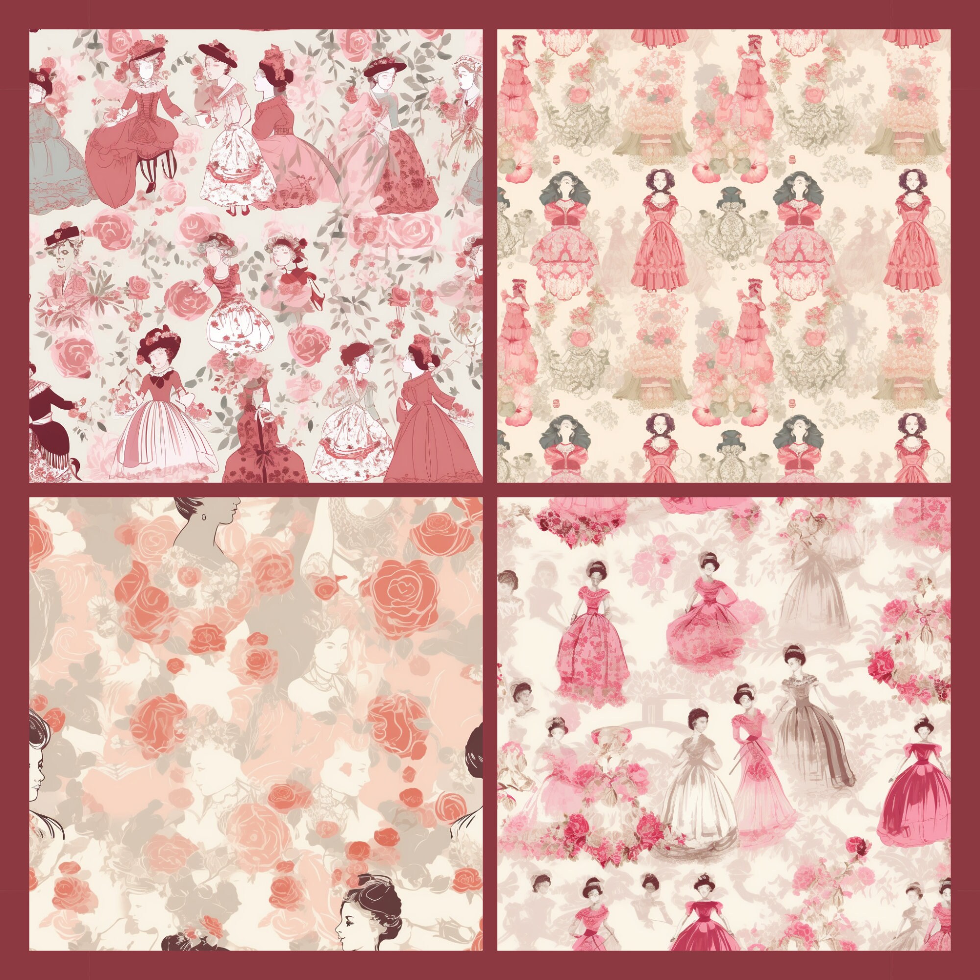 Shabby Chic Victorian Ladies Digital Paper - Seamless Design - Etsy