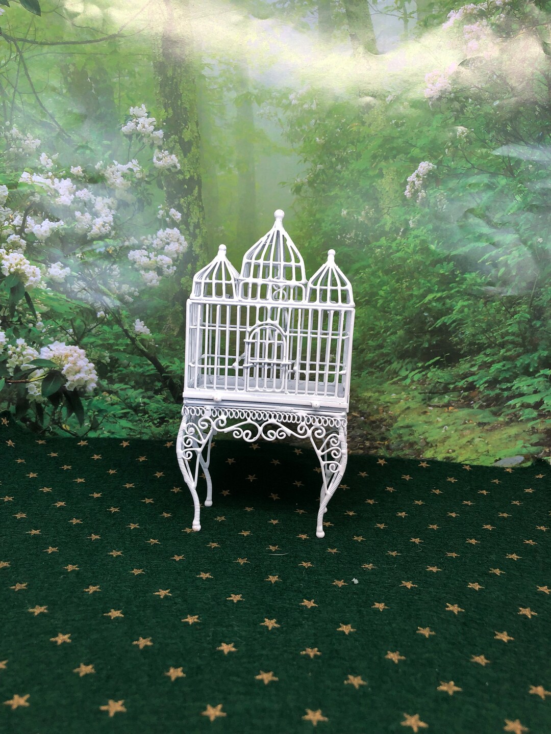 White Wire Standing Bird Cage Miniature - Etsy