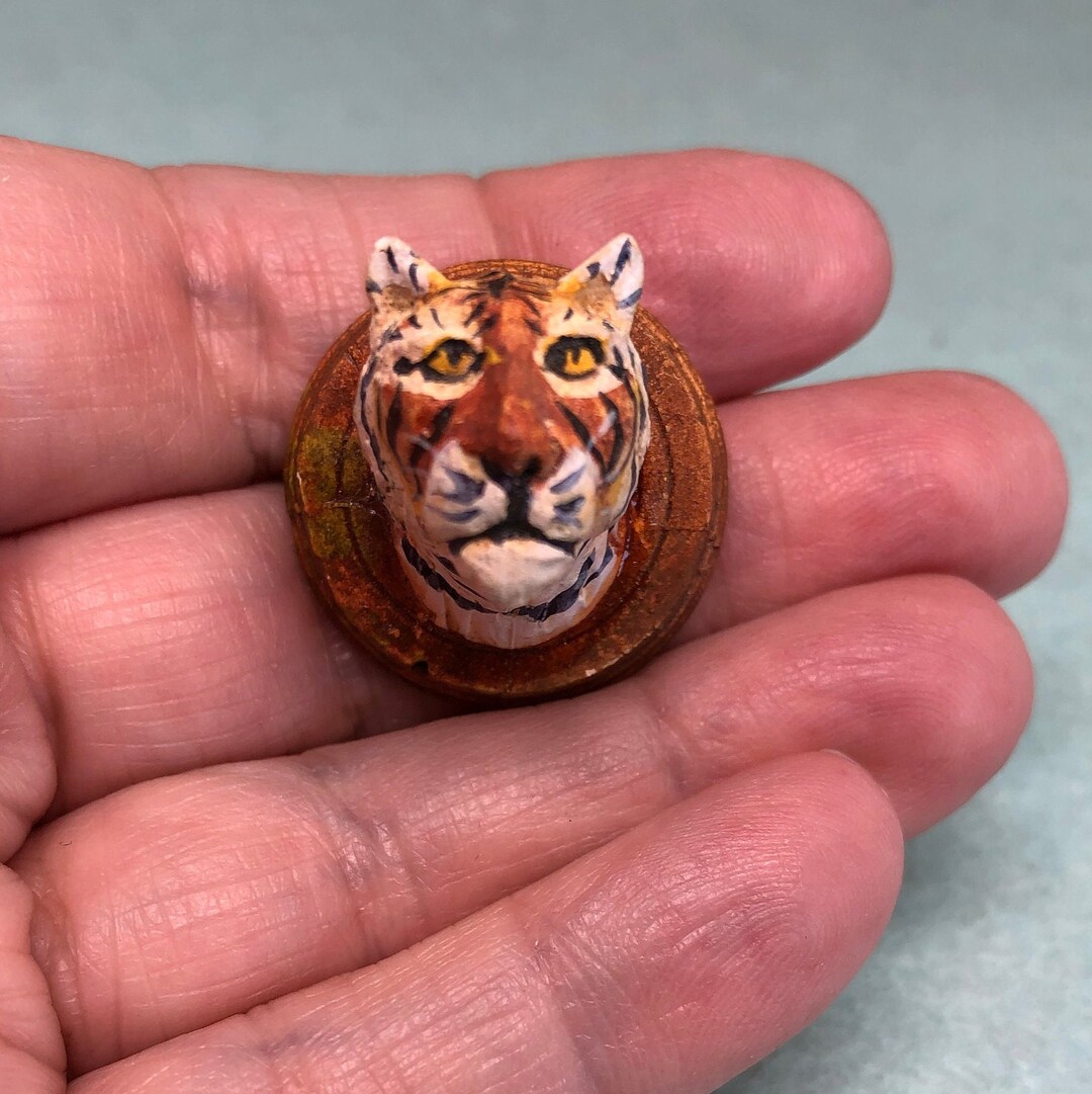 Miniature Tiger Head Mounted for Wall. - Etsy