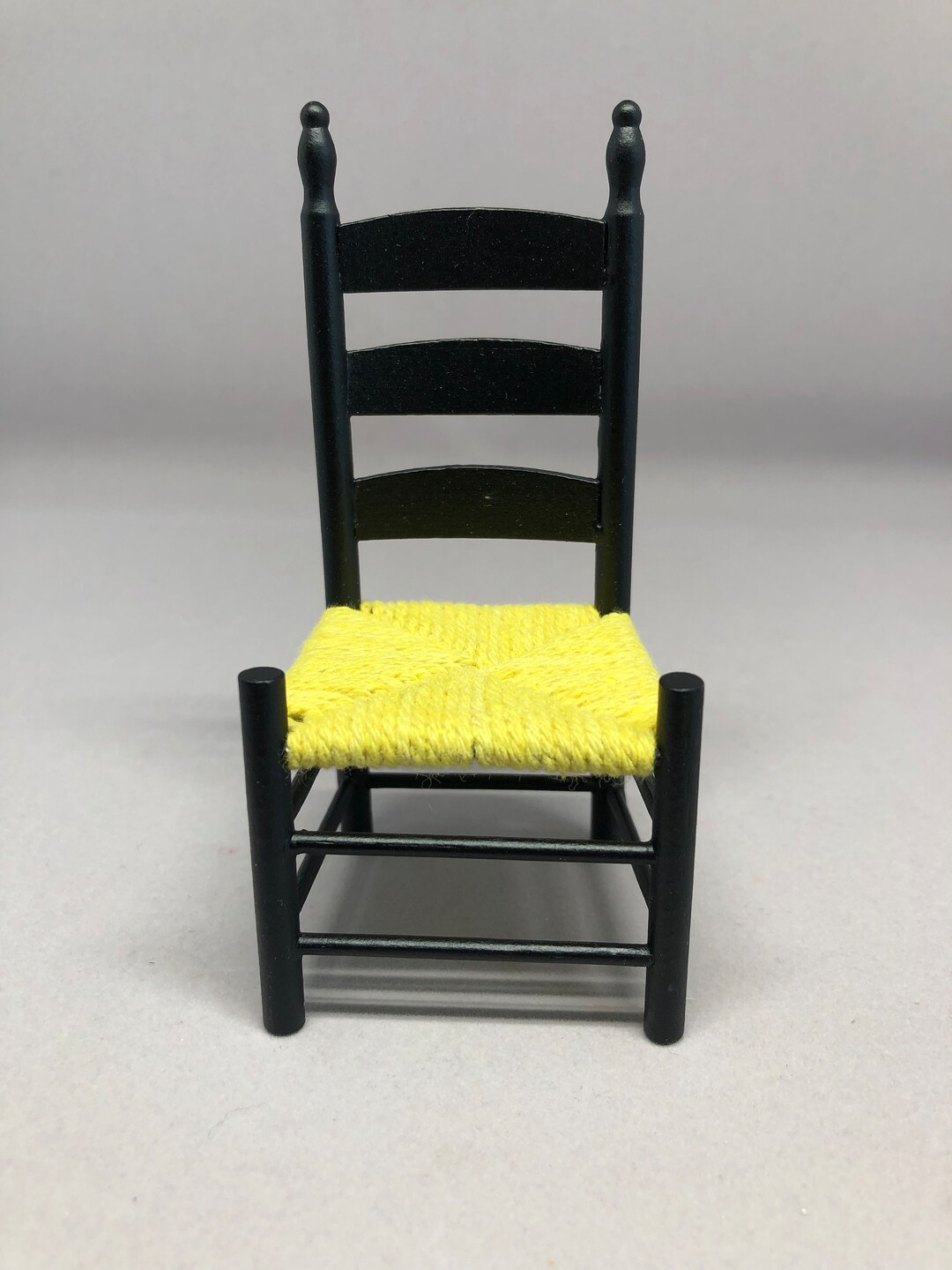 Miniature Black Country Style Black Ladder Back Chair With a Straw ...