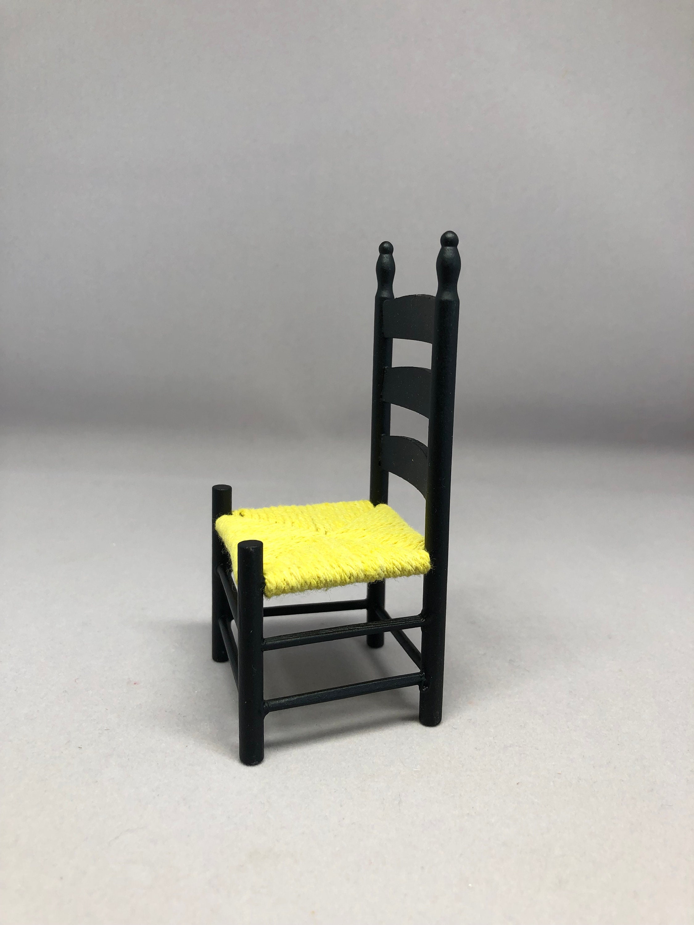 Miniature Black Country Style Black Ladder Back Chair With a Straw ...