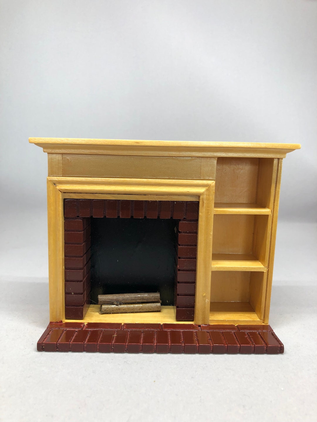 Miniature Light Oak Fireplace With With Bookcase. - Etsy