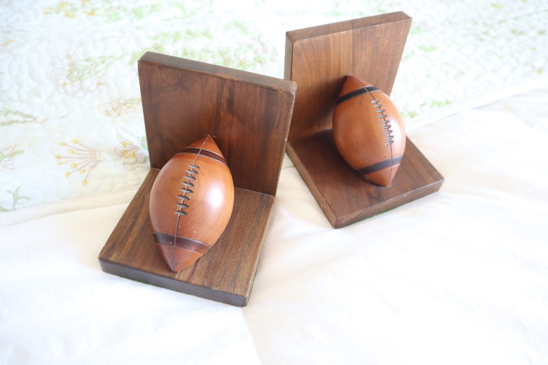Vintage Wooden Football Bookends- Beautiful! - Etsy