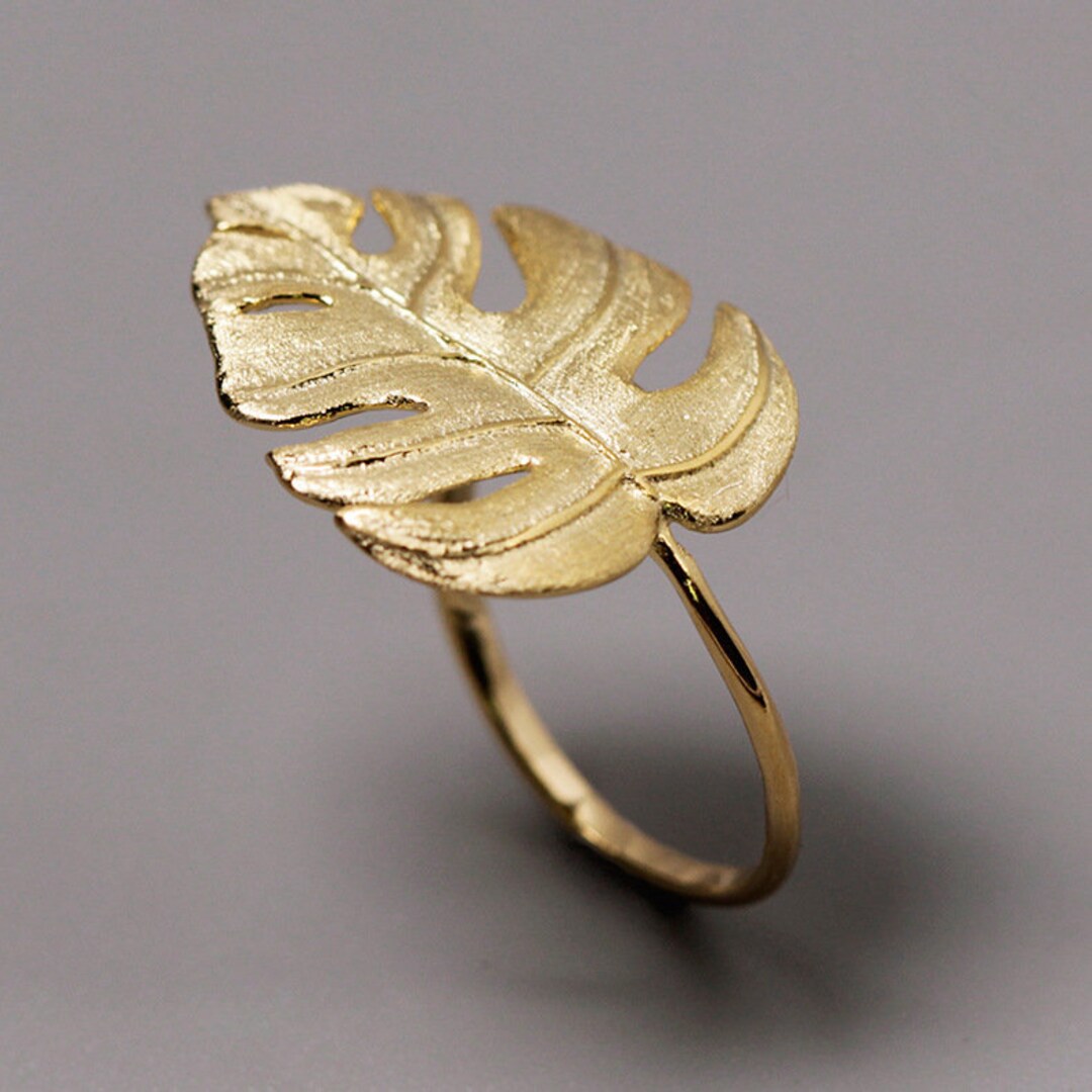 Ladies Adjustable Monstera Leaf Ring Made of 925 Sterling Silver - Etsy