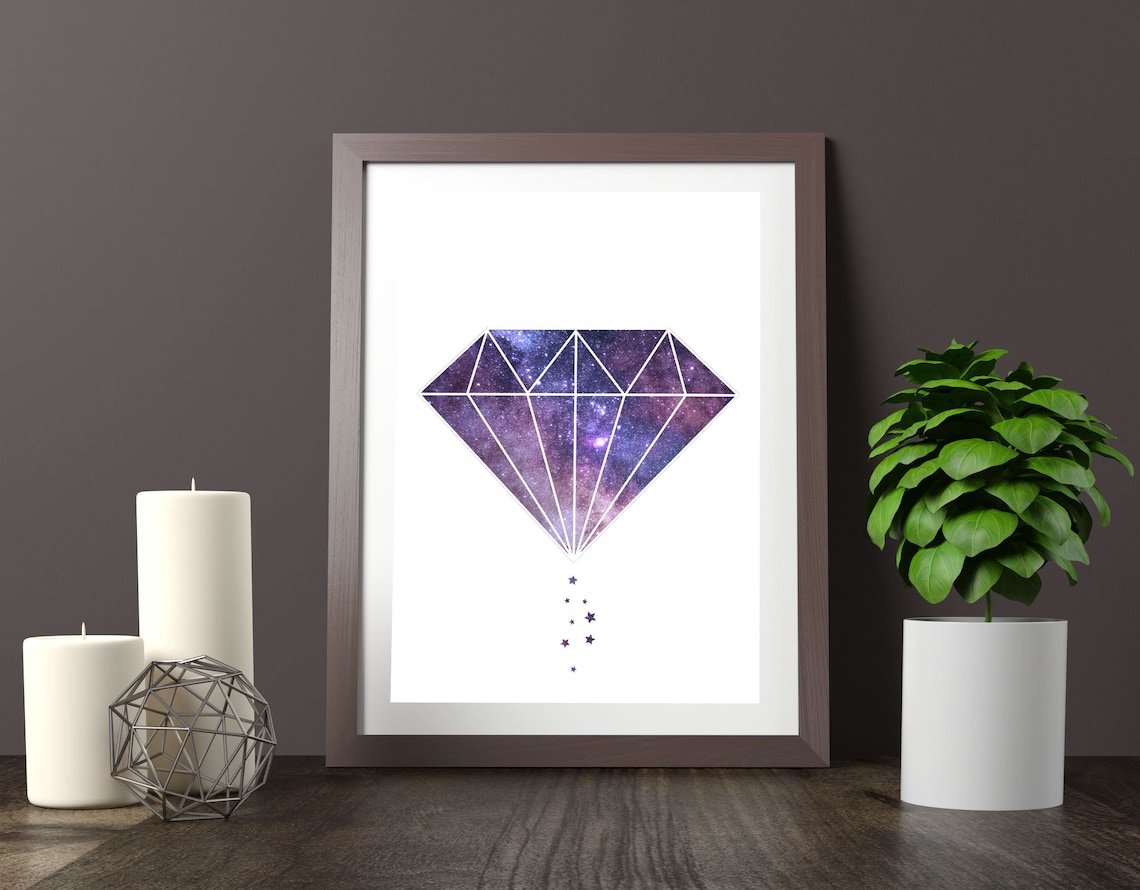 Galaxy Diamond Printable, Geometric Diamond Print, Minimalist Wall ...