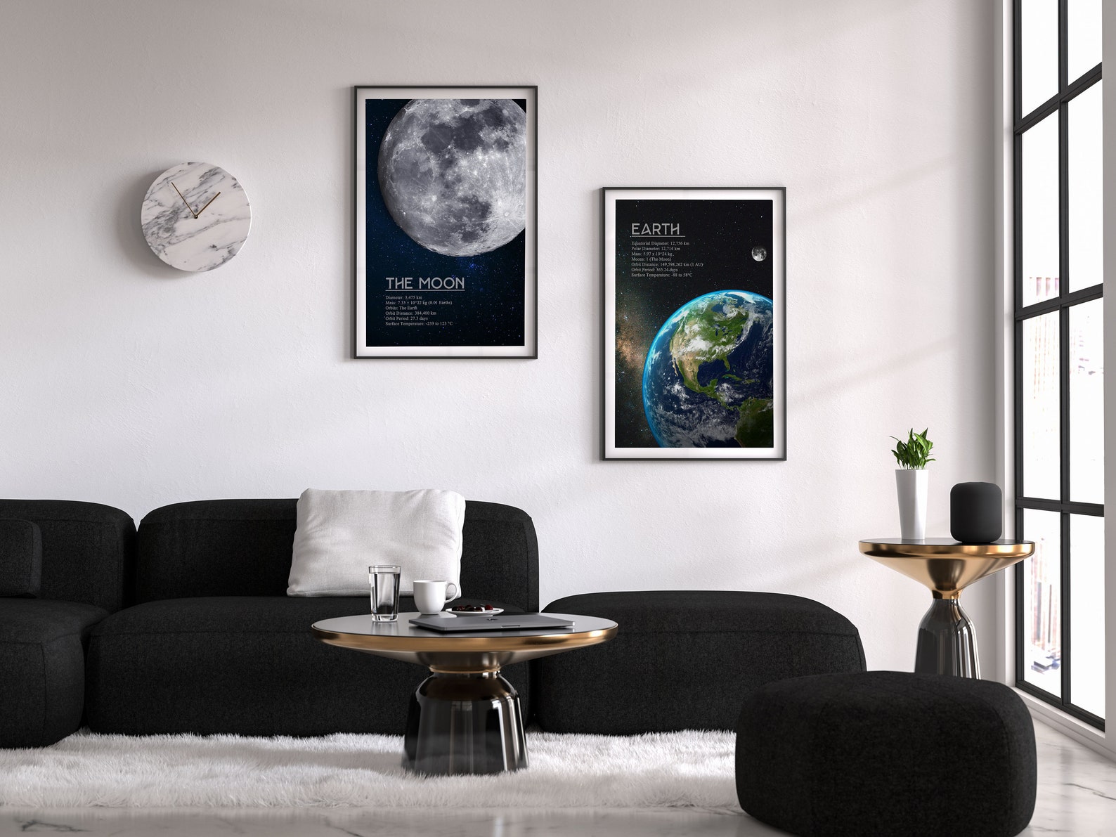 Moon Poster, Planet Facts Wall Design, Solar System Printable, Loft ...