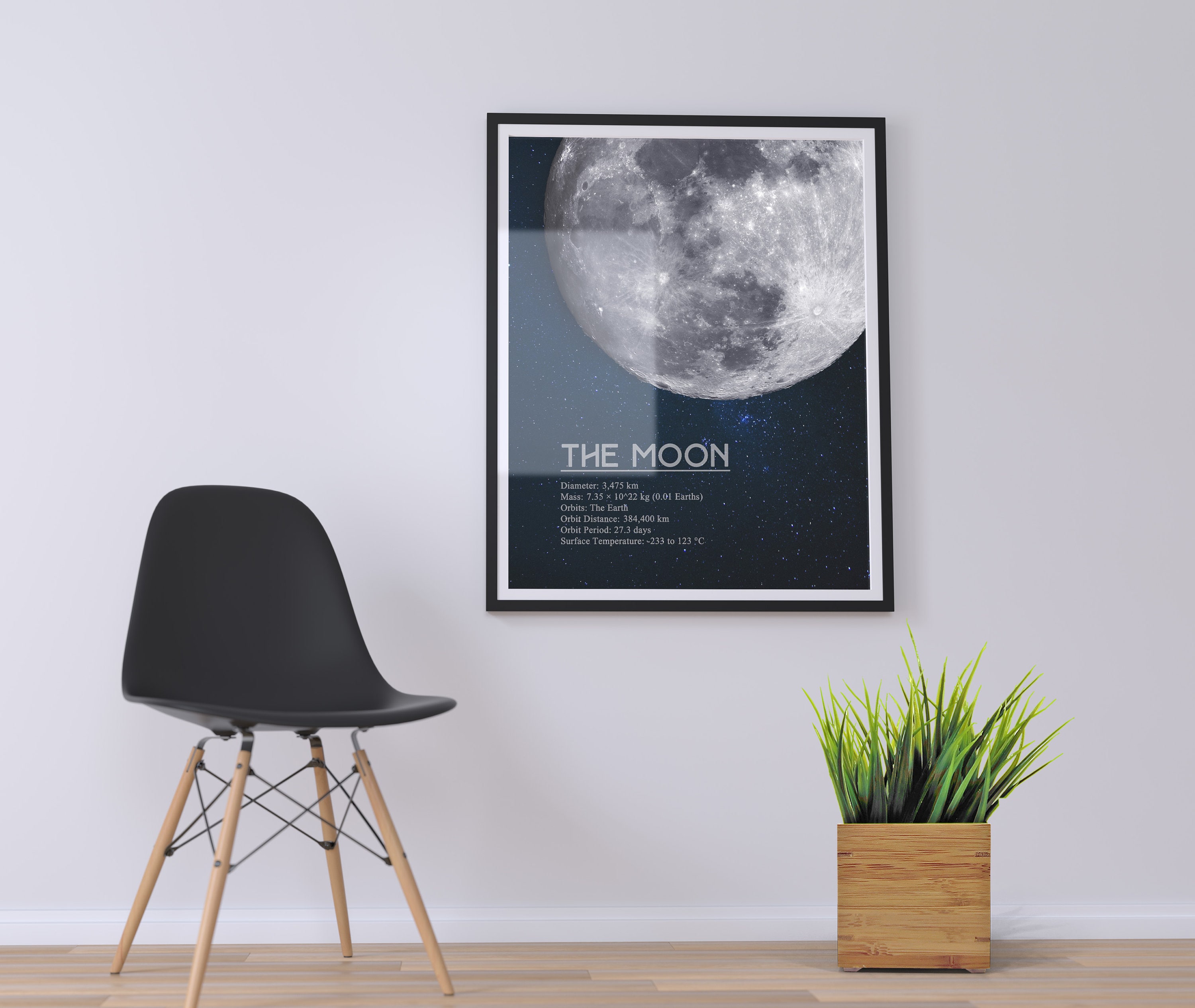 Moon Poster Planet Facts Wall Design Solar System Printable - Etsy