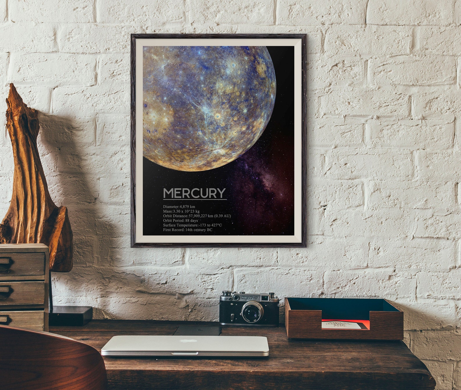 Mercury Planet Poster, Solar System Printable Wall Design, Space Loft ...
