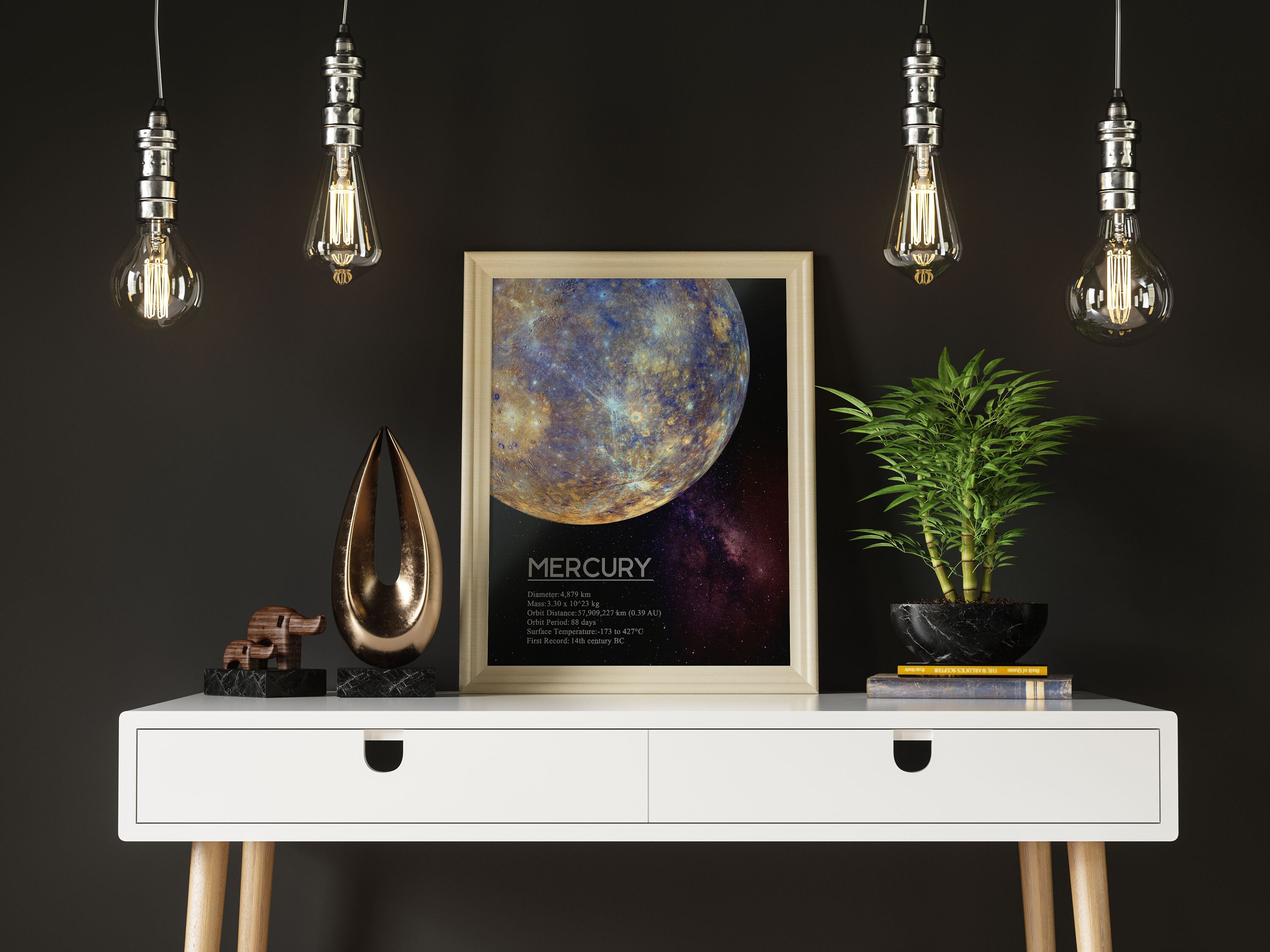 Mercury Planet Poster, Solar System Printable Wall Design, Space Loft ...