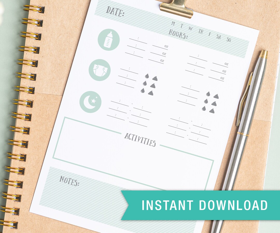 Nanny Log Printable, Digital Download, Baby Tracking Sheet, Sleep ...