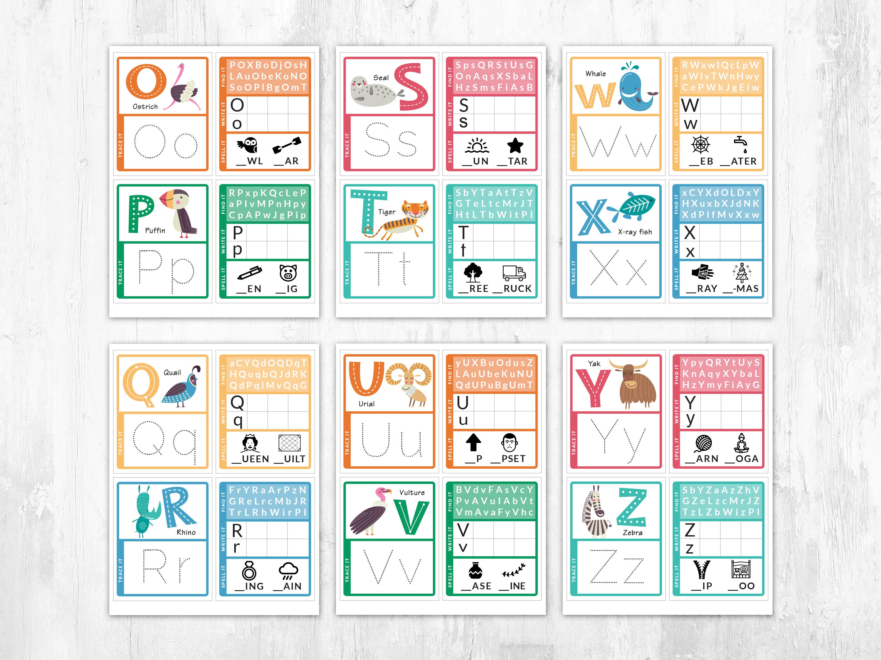 Alphabet flashcards Animal ABC cards Preschool Learning | Etsy