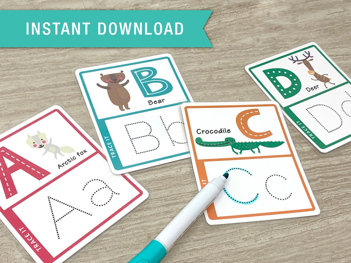 Alphabet flashcards Animal ABC cards Preschool Learning | Etsy