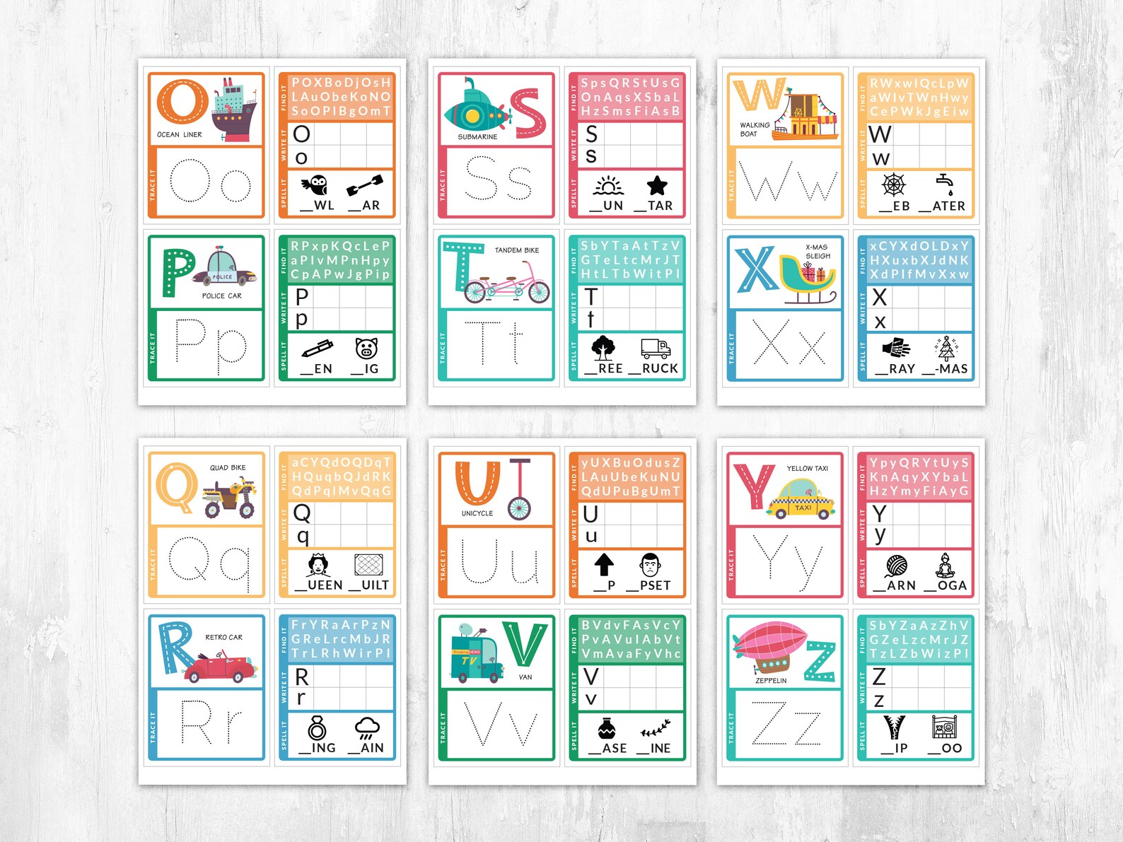 Vehicle Flashcards Transportation ABC Preschool Learning - Etsy
