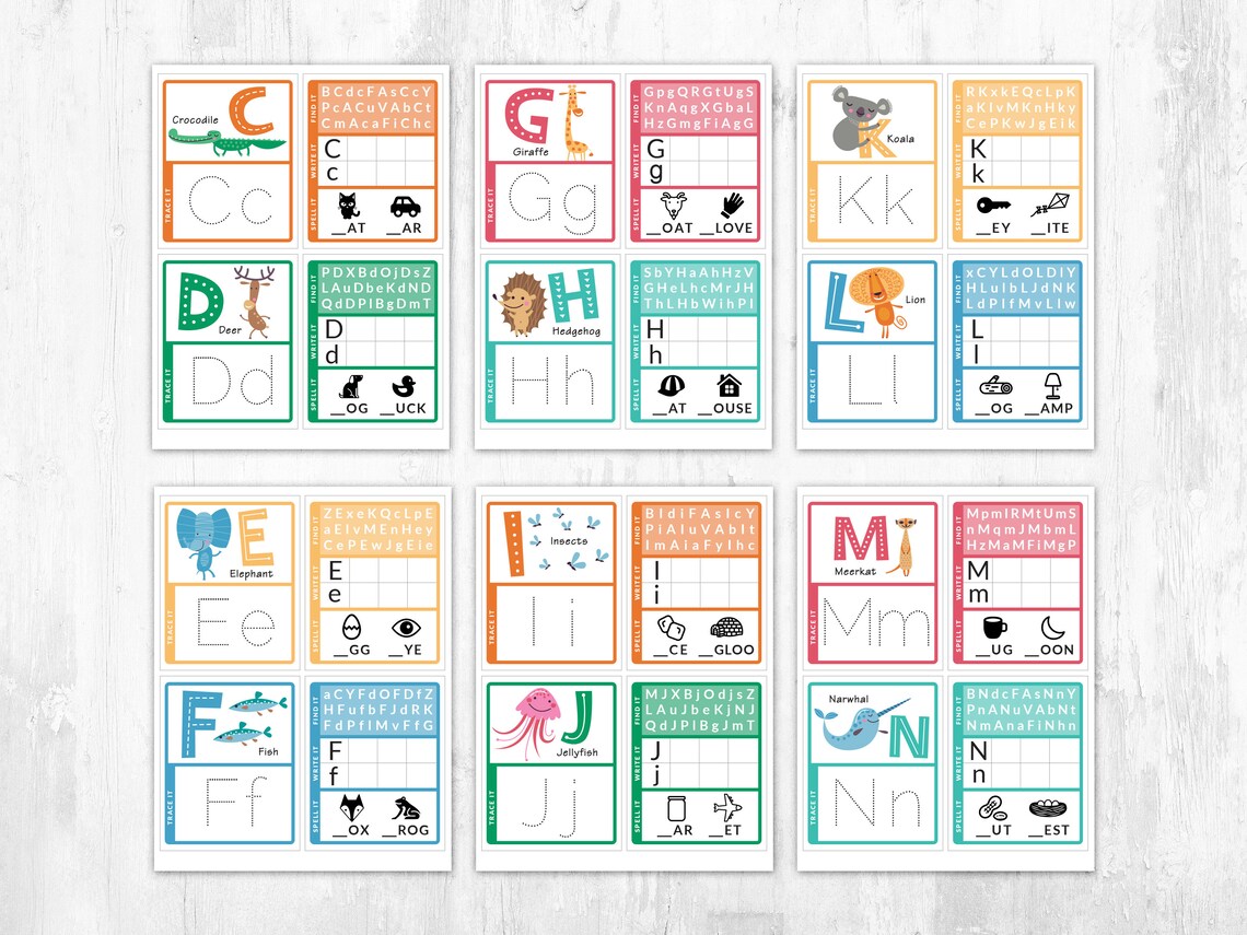 Alphabet flashcards Animal ABC cards Preschool Learning | Etsy