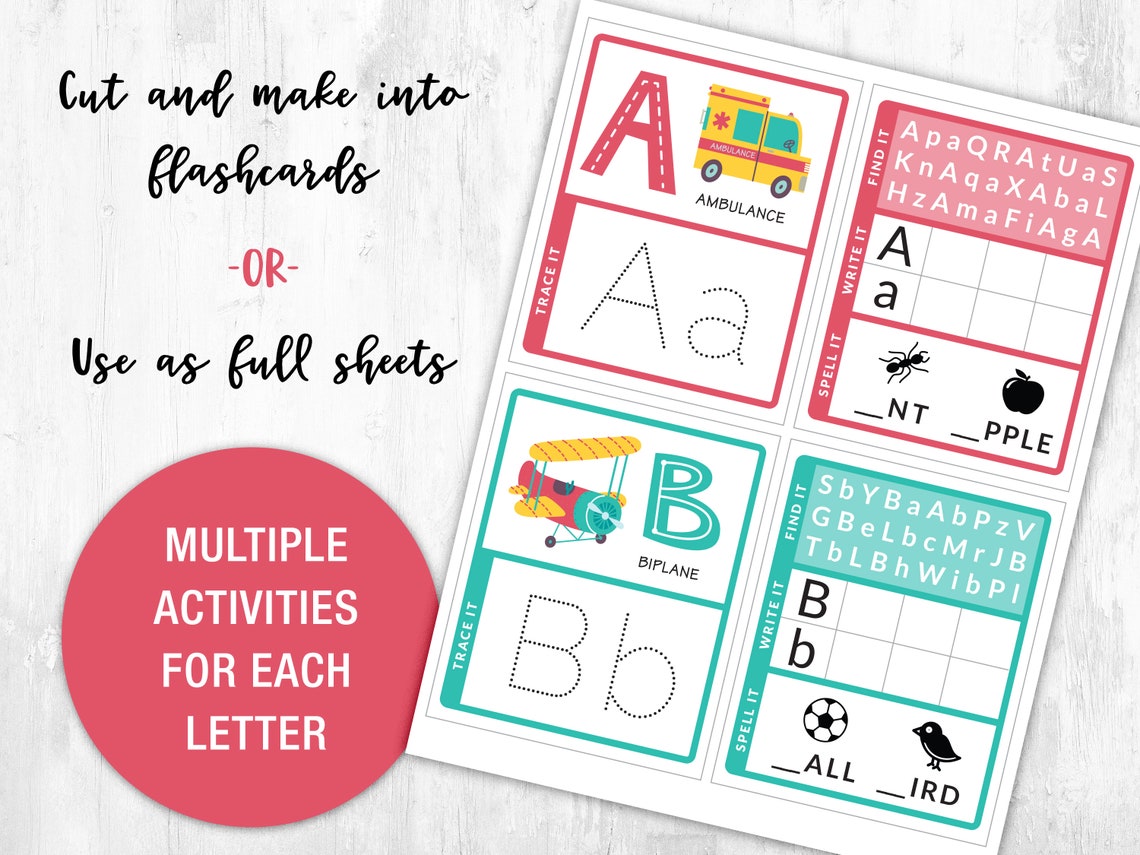 Vehicle Flashcards Transportation ABC Preschool Learning - Etsy