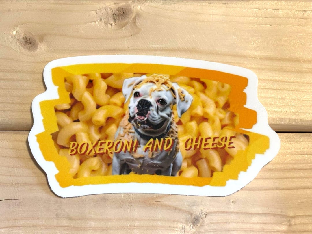 Boxeroni and Cheese Sticker, White Boxer Dog - Etsy