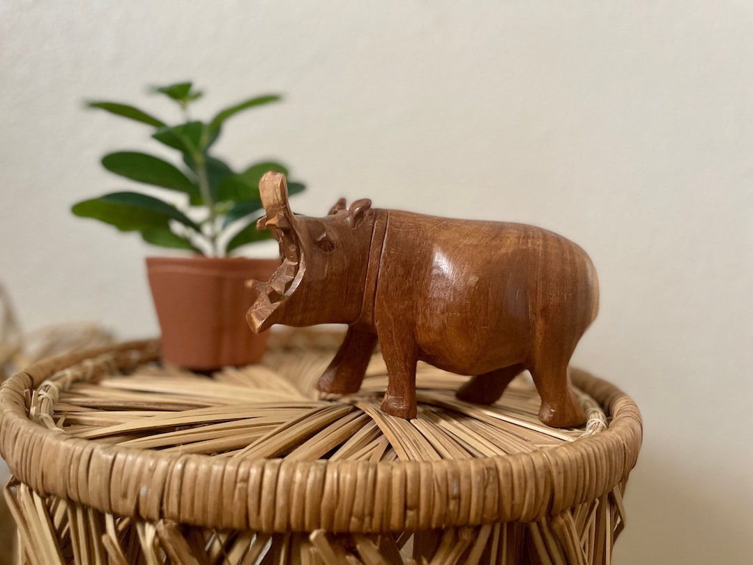 Vintage Wood Hippo Carved Hippo Boho Decor Animal - Etsy