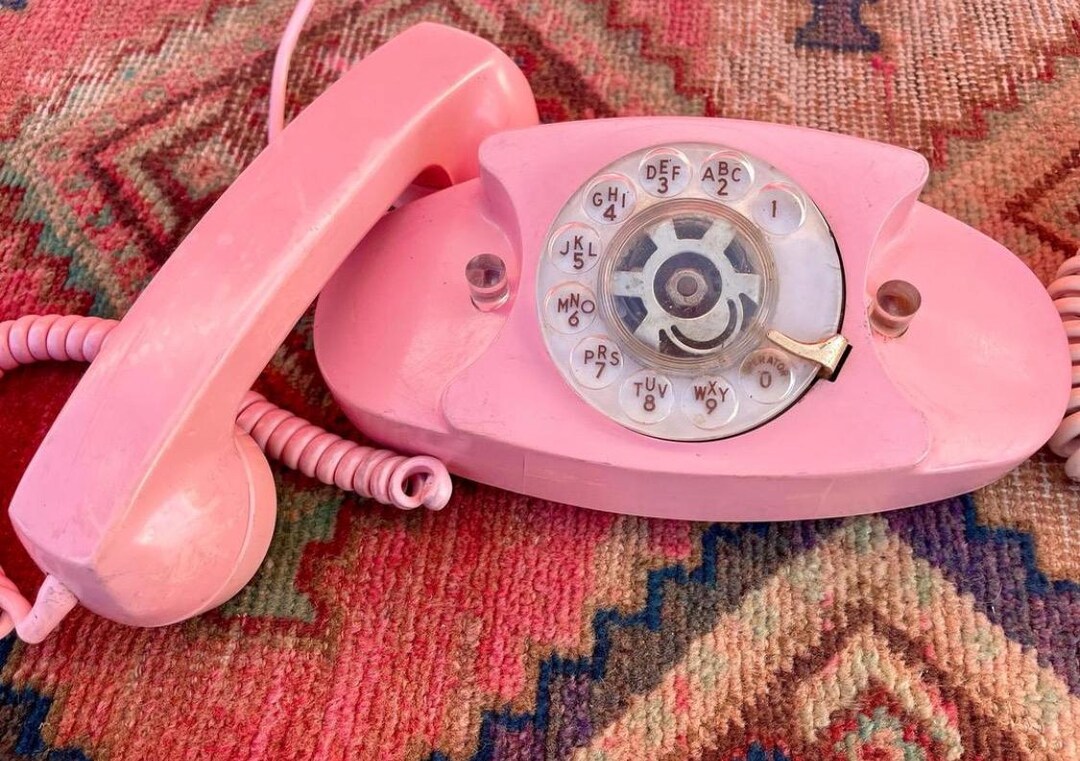 Vintage Pink Princess Phone Rotary Dial Telephone Mid Century Hollywood ...