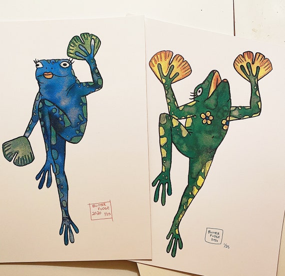Dancing Frog Art Print / 11x14 Watercolor Print / Green / Home | Etsy